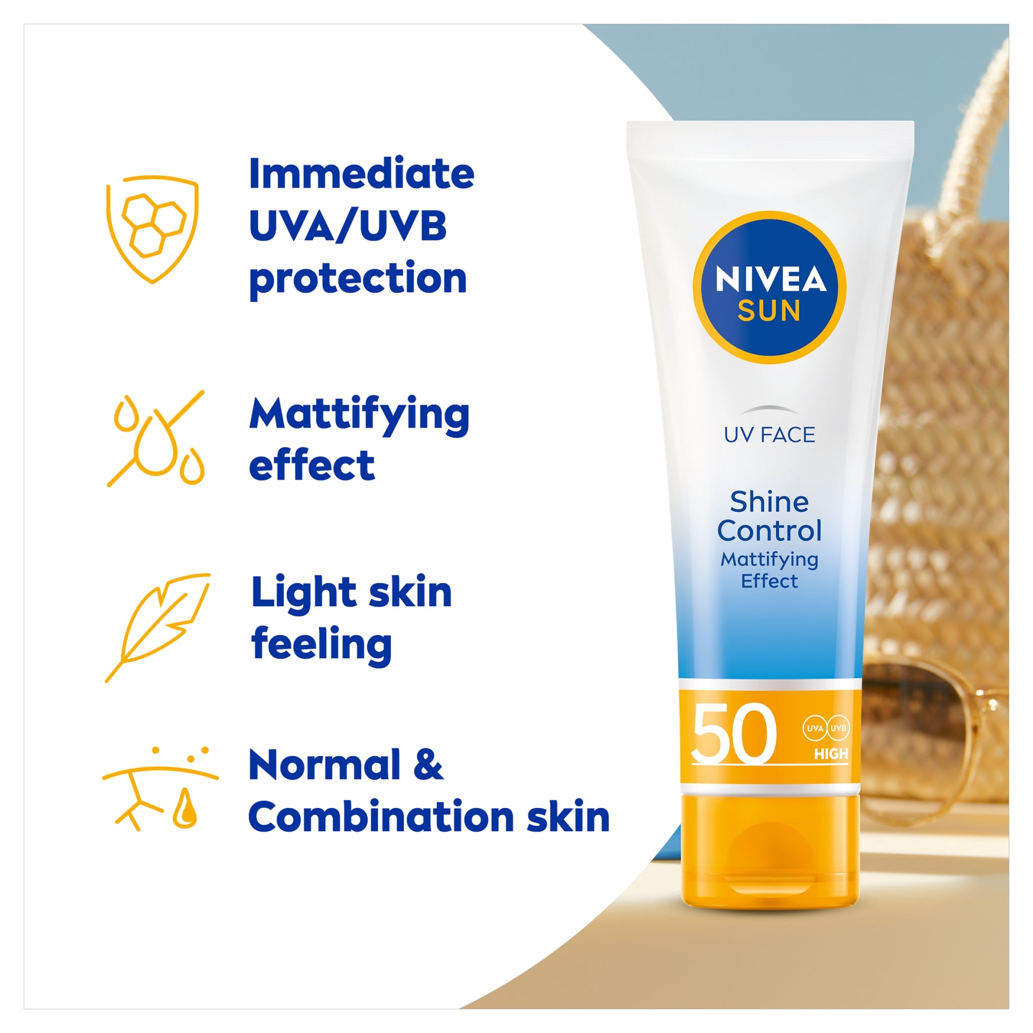 NIVEA UV Face Shine Control SPF 50 50ML | Suncare | Rowlands Online ...