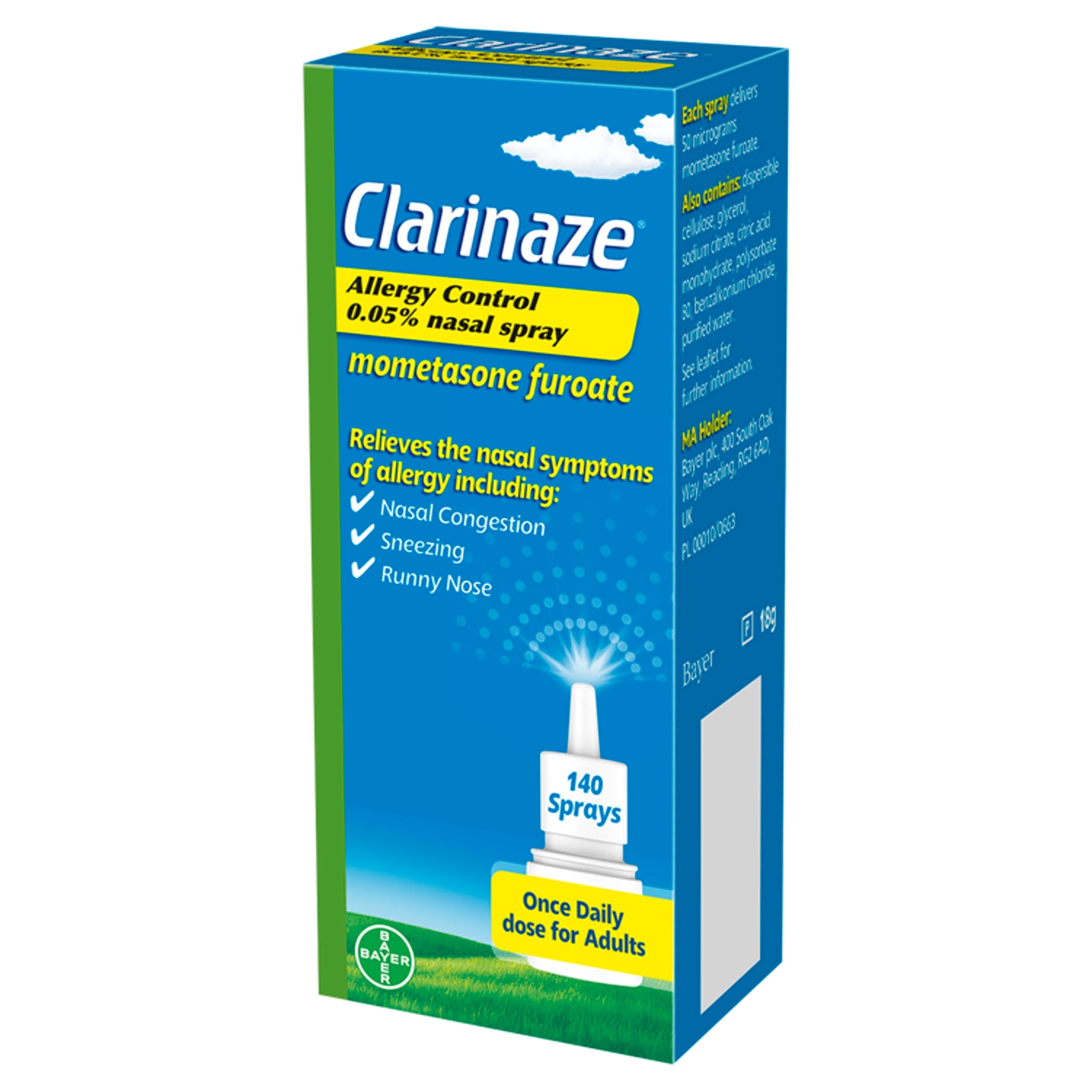Clarinaze Allergy Control Nasal Spray for Hayfever - 140 sprays ...