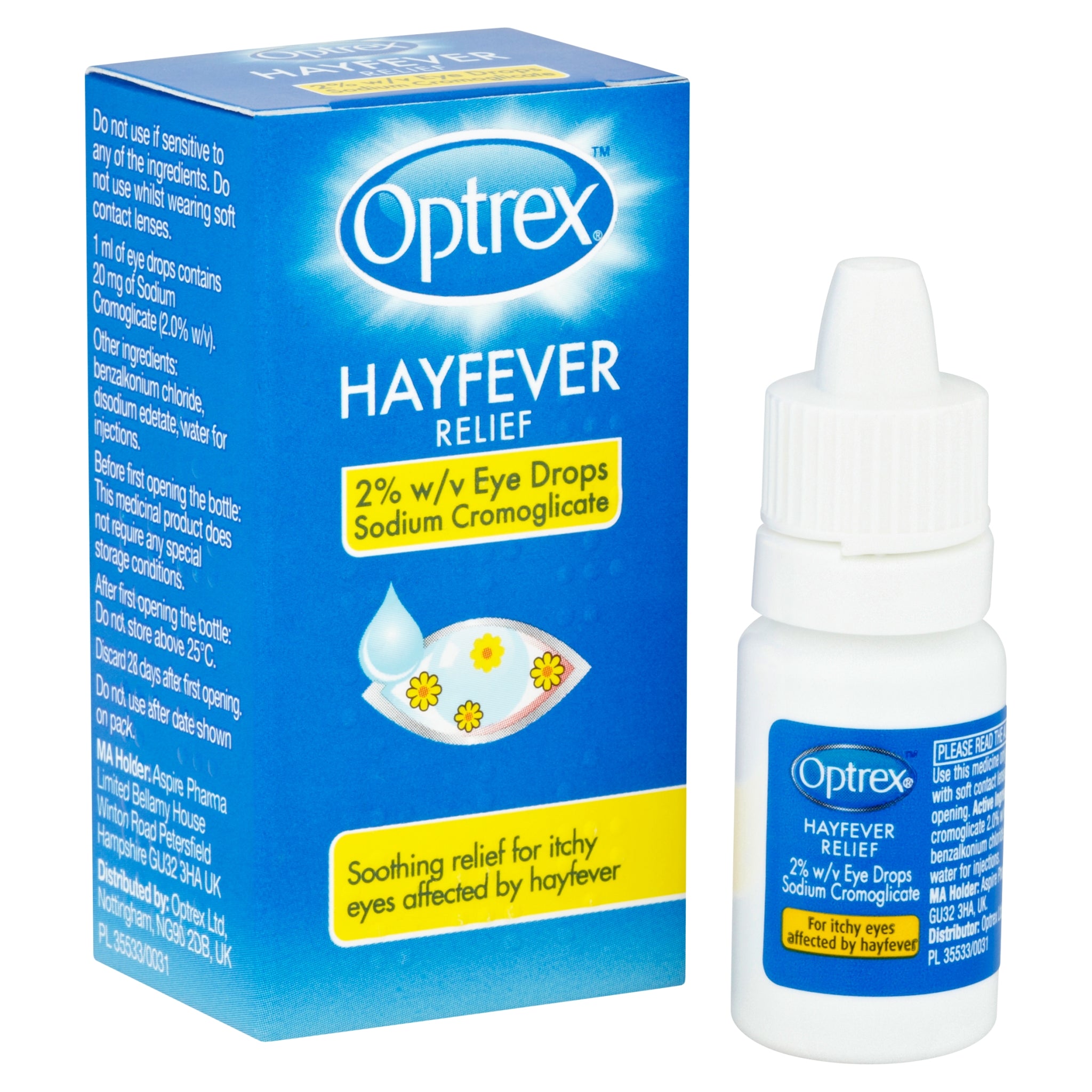 Optrex Hayfever Relief 2% w/v Eye Drops Sodium Cromoglicate 10ml ...