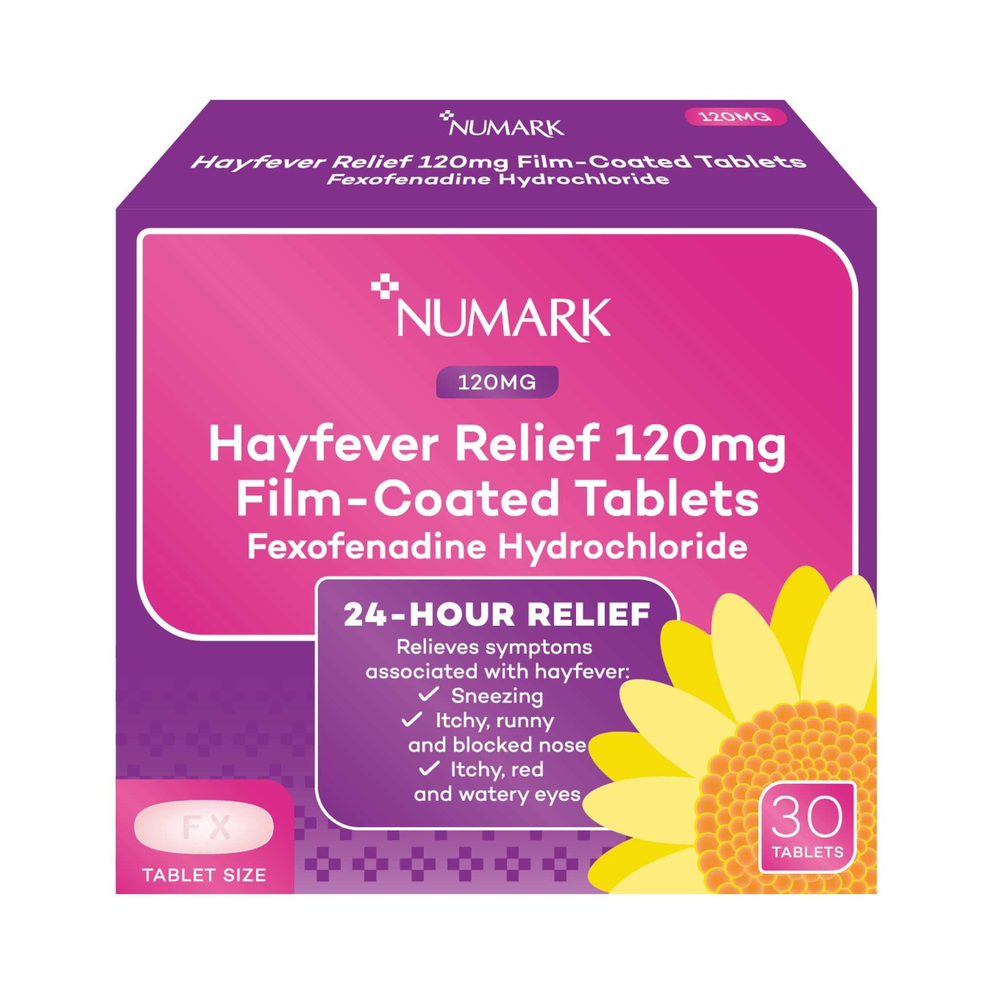 Numark Hayfever Relief 120mg Film-Coated Tablets (Fexofenadine ...