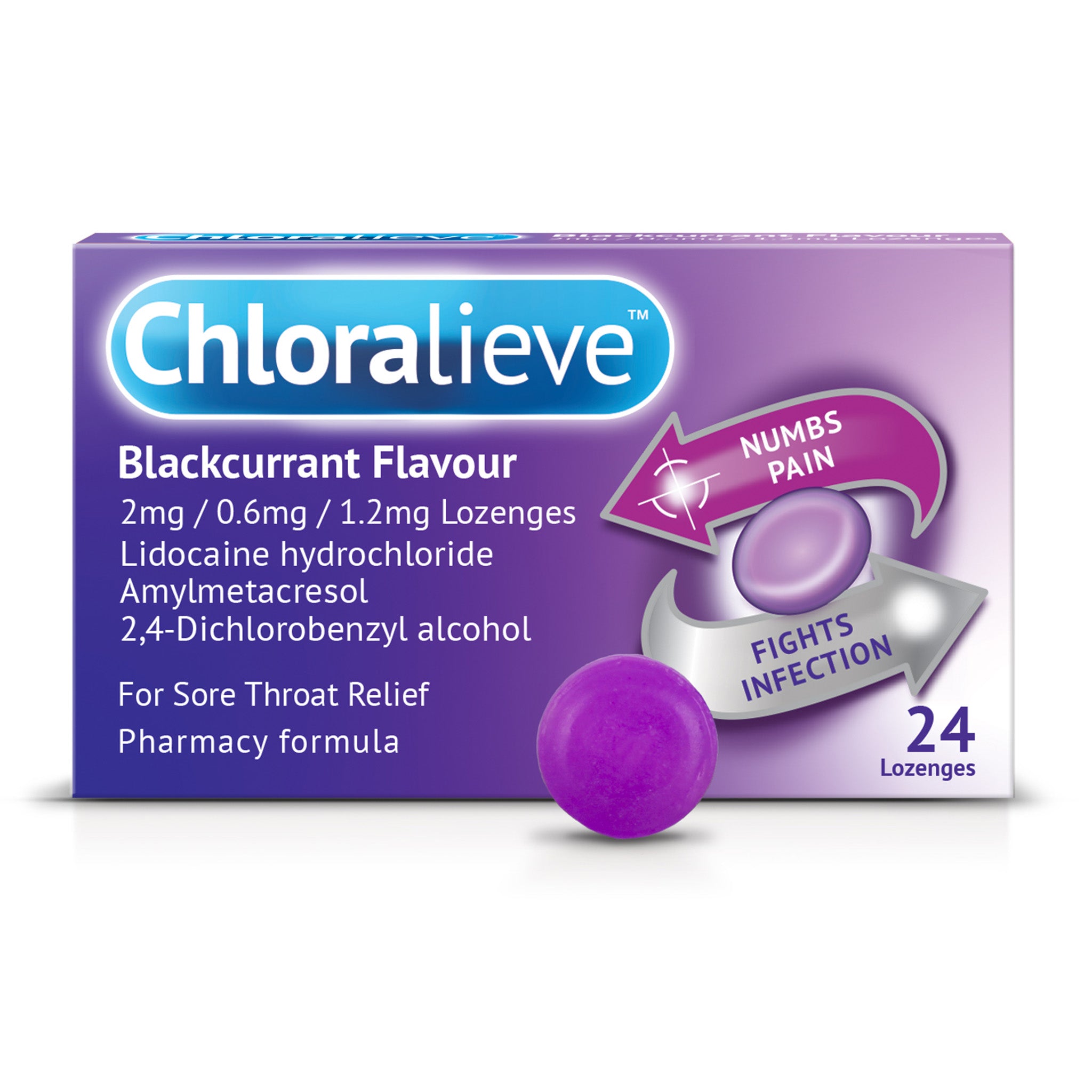 Chloralieve Blackcurrant Lozenges - 24 lozenges | Cough & Cold ...