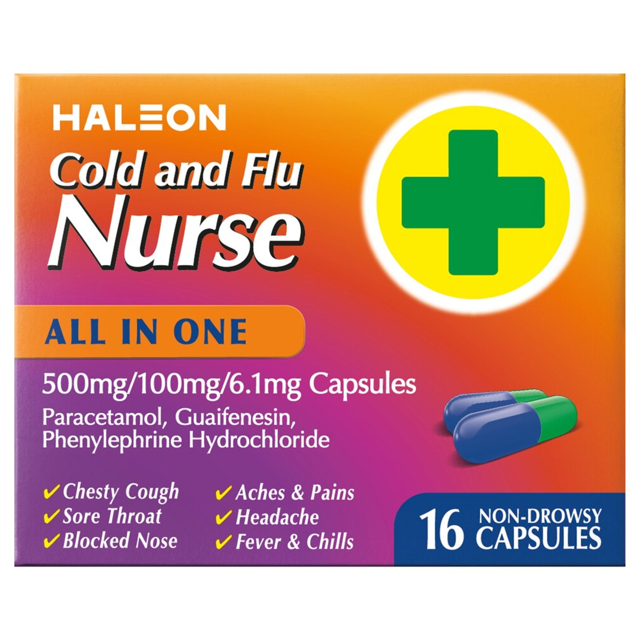 Cold & Flu Nurse All in One Capsules - 16 Capsules | Cough & Cold ...