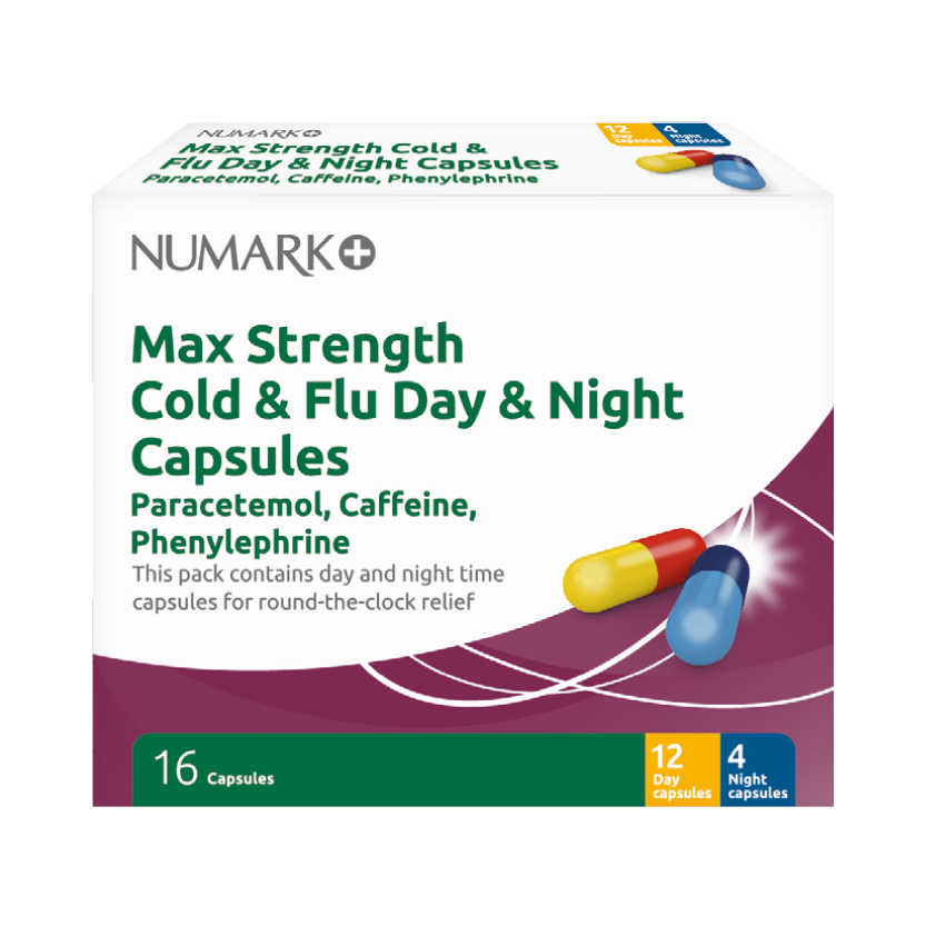 Numark Max Strength Cold & Flu Day & Night Capsules 16s | Cough, Cold ...