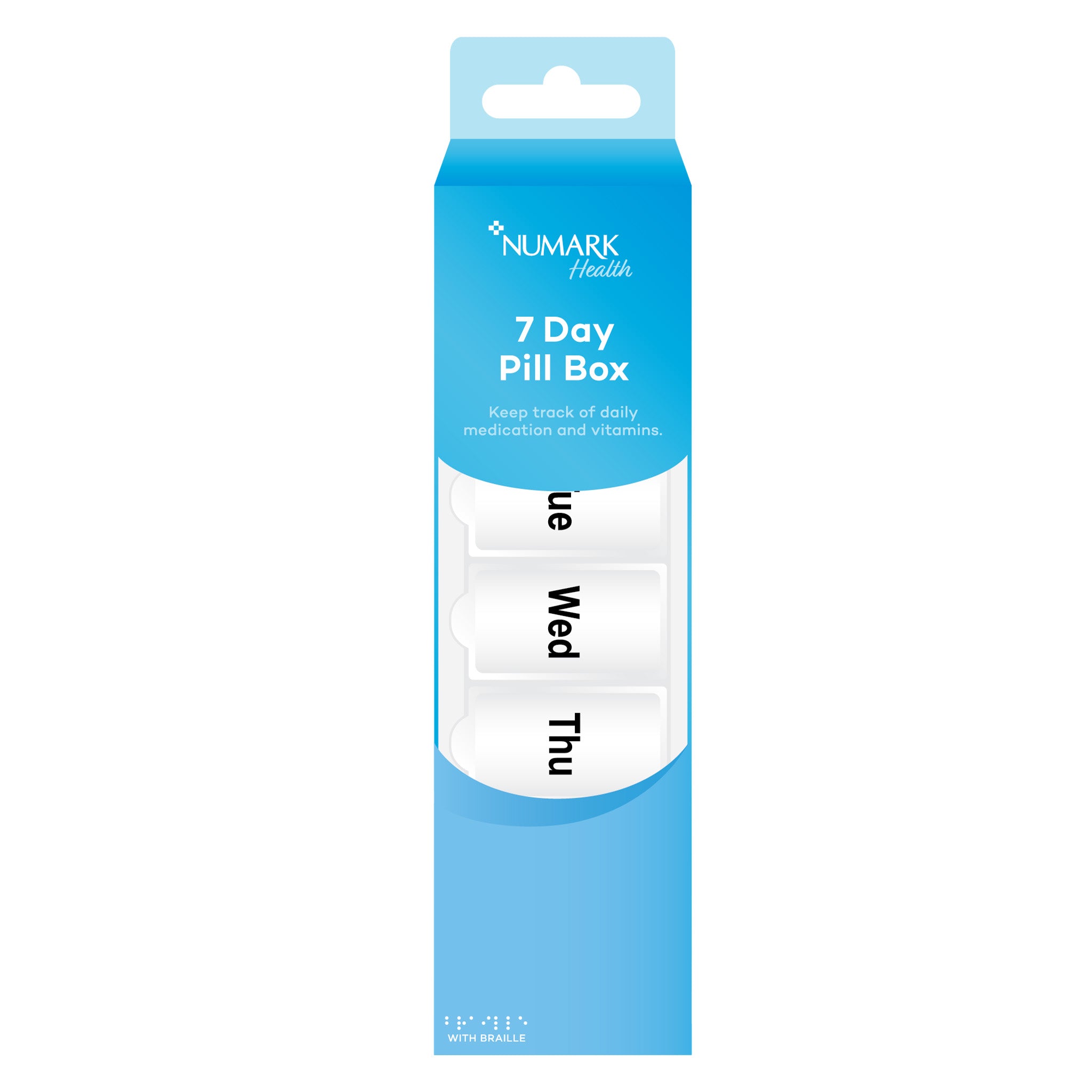 Numark 7 Day Pill Box with Braille | Health Accessories – Rowlands ...