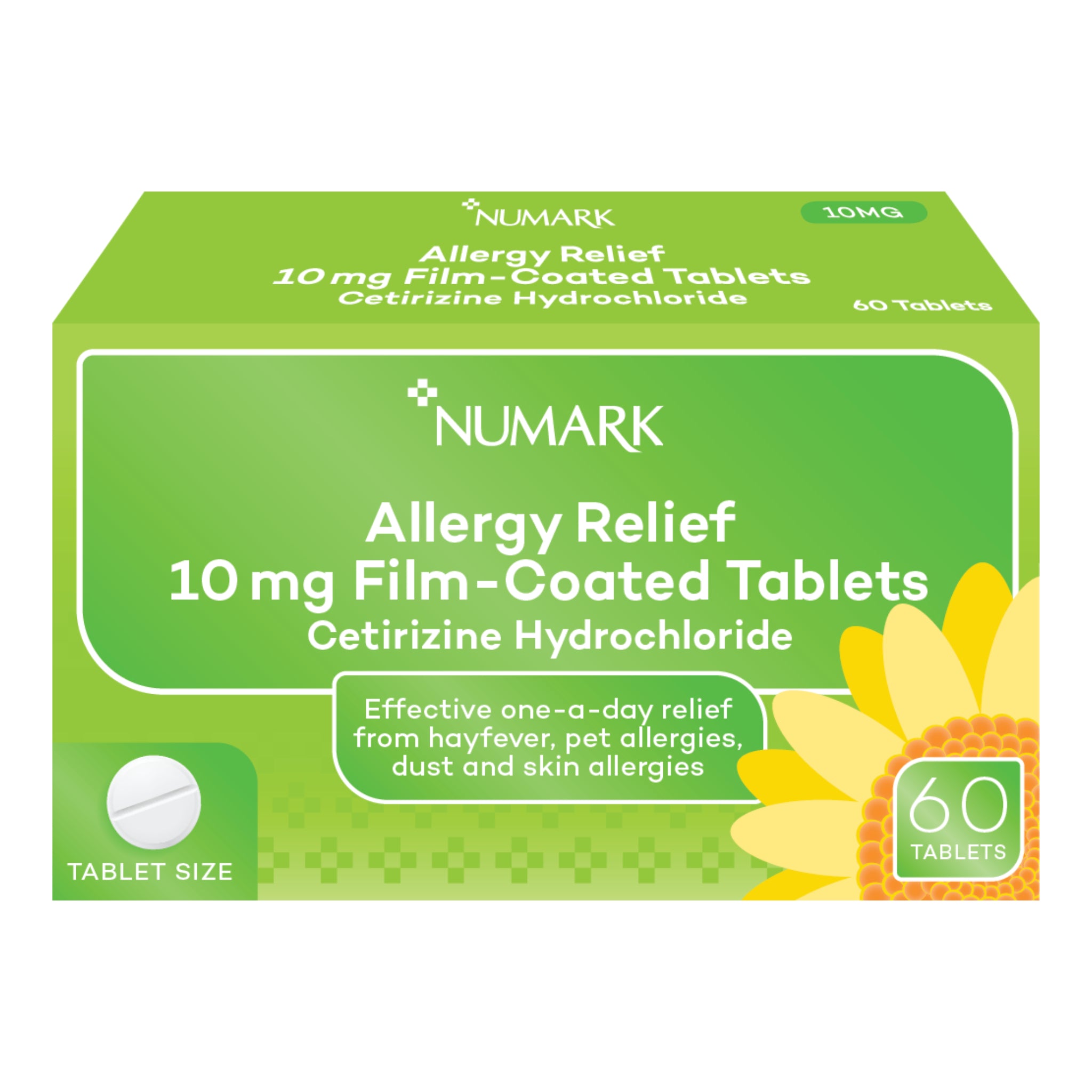 Numark Allergy Relief 10mg Film Coated Tablets (Cetirizine) - 60 ...