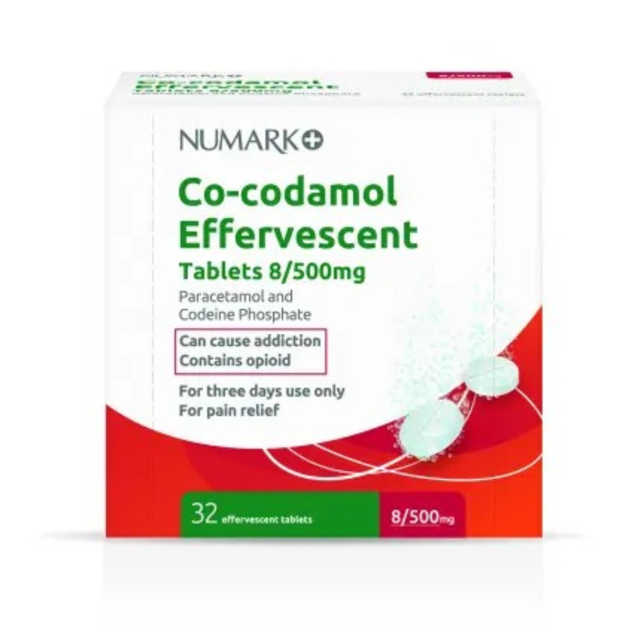 Numark Co-Codamol Effervescent Tablets 8/500mg – 32 Tablets | Pain ...