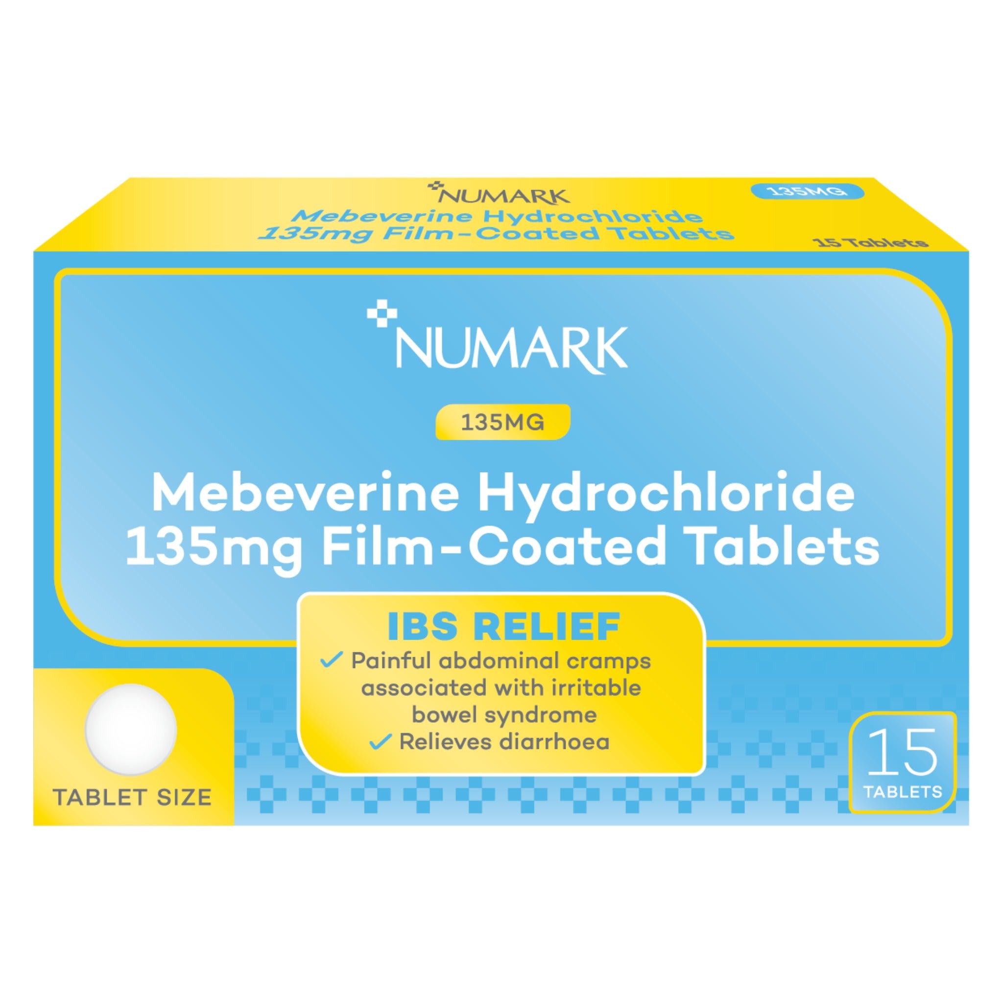 Numark Mebeverine Hydrochloride 135mg IBS Relief Tablets - 15 Tablets ...