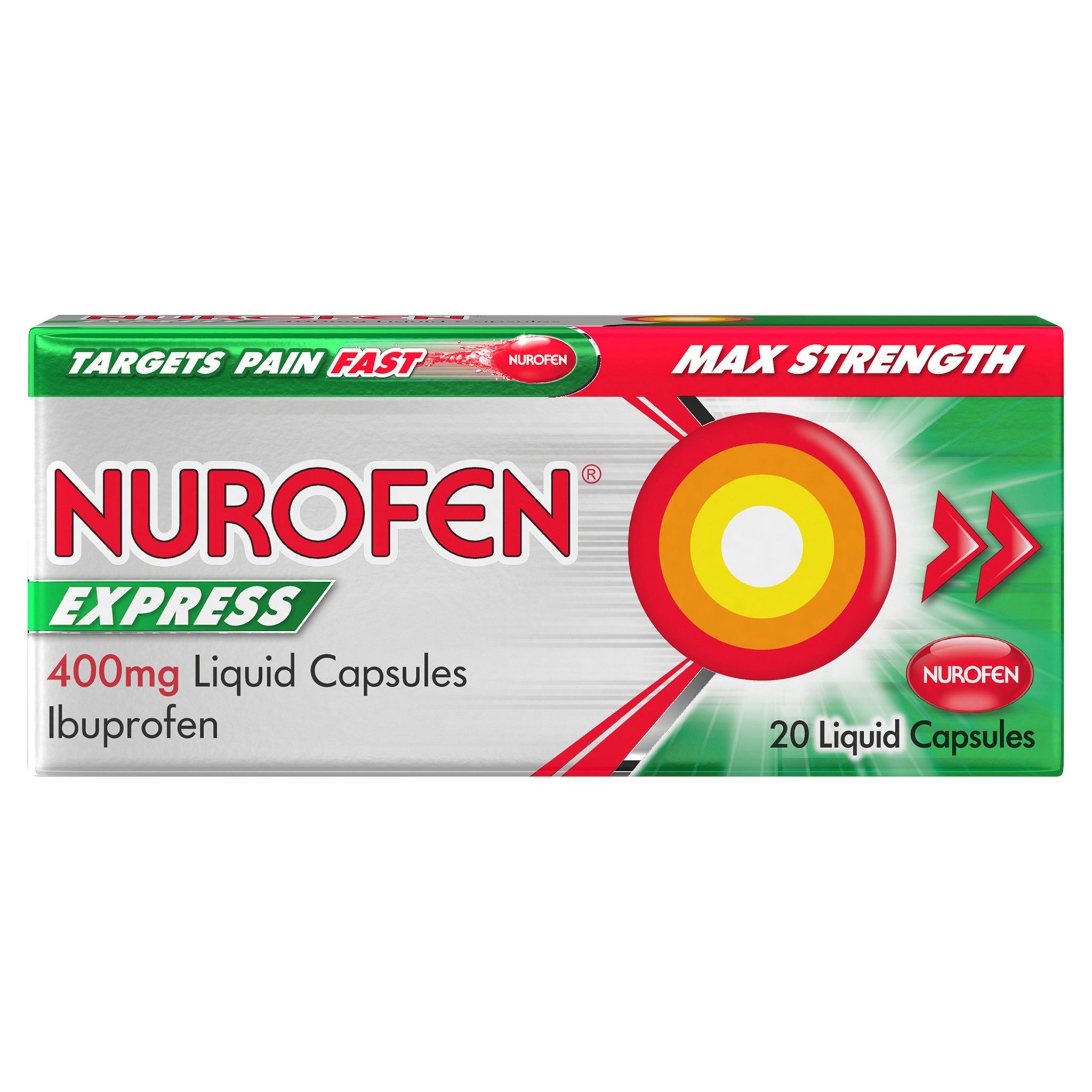 Nurofen Express Max Strength Pain Relief 400mg Liquid Capsules - 20 ...