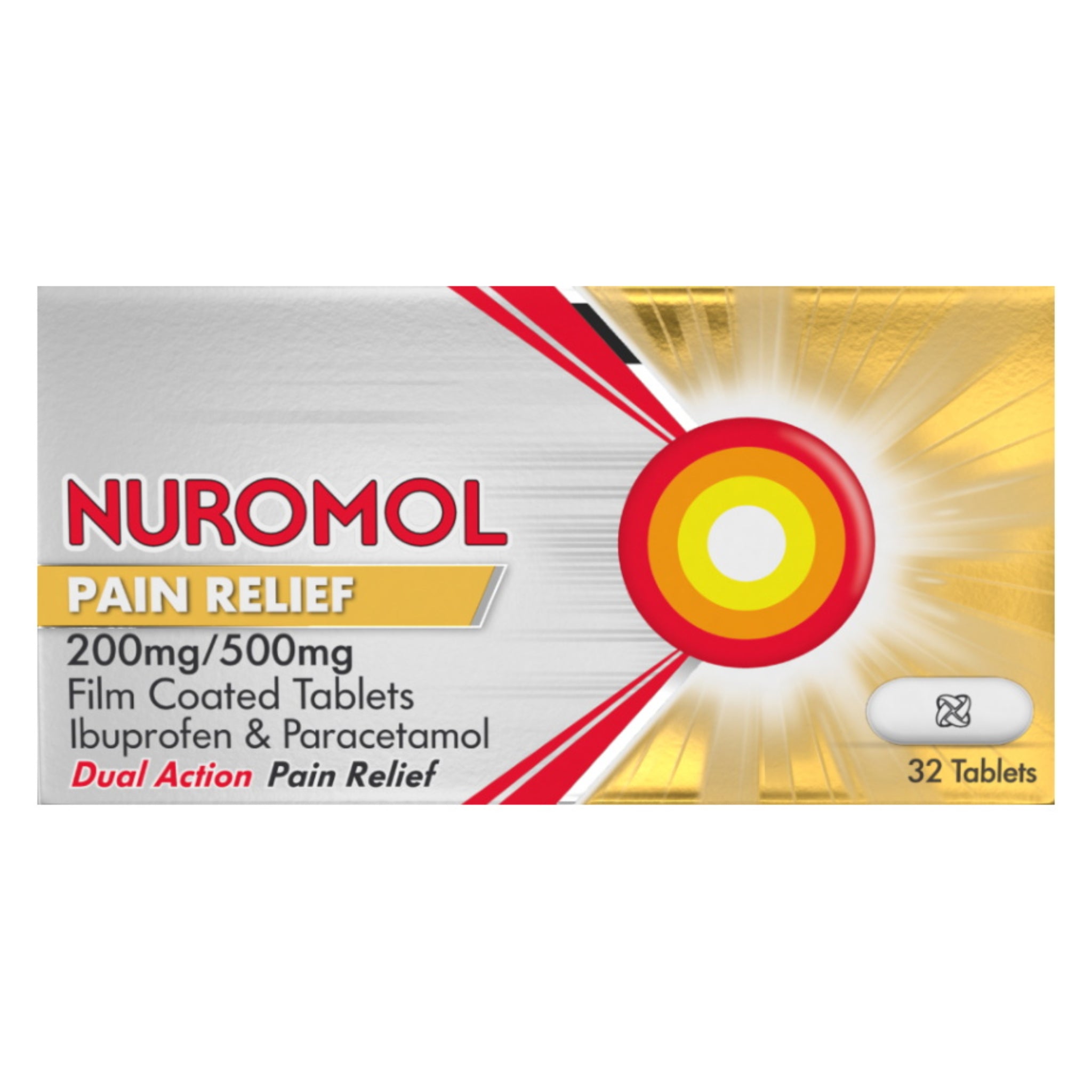 Nuromol 200mg/500mg Dual Action Tablets - 32 Tablets | Pain Relief ...